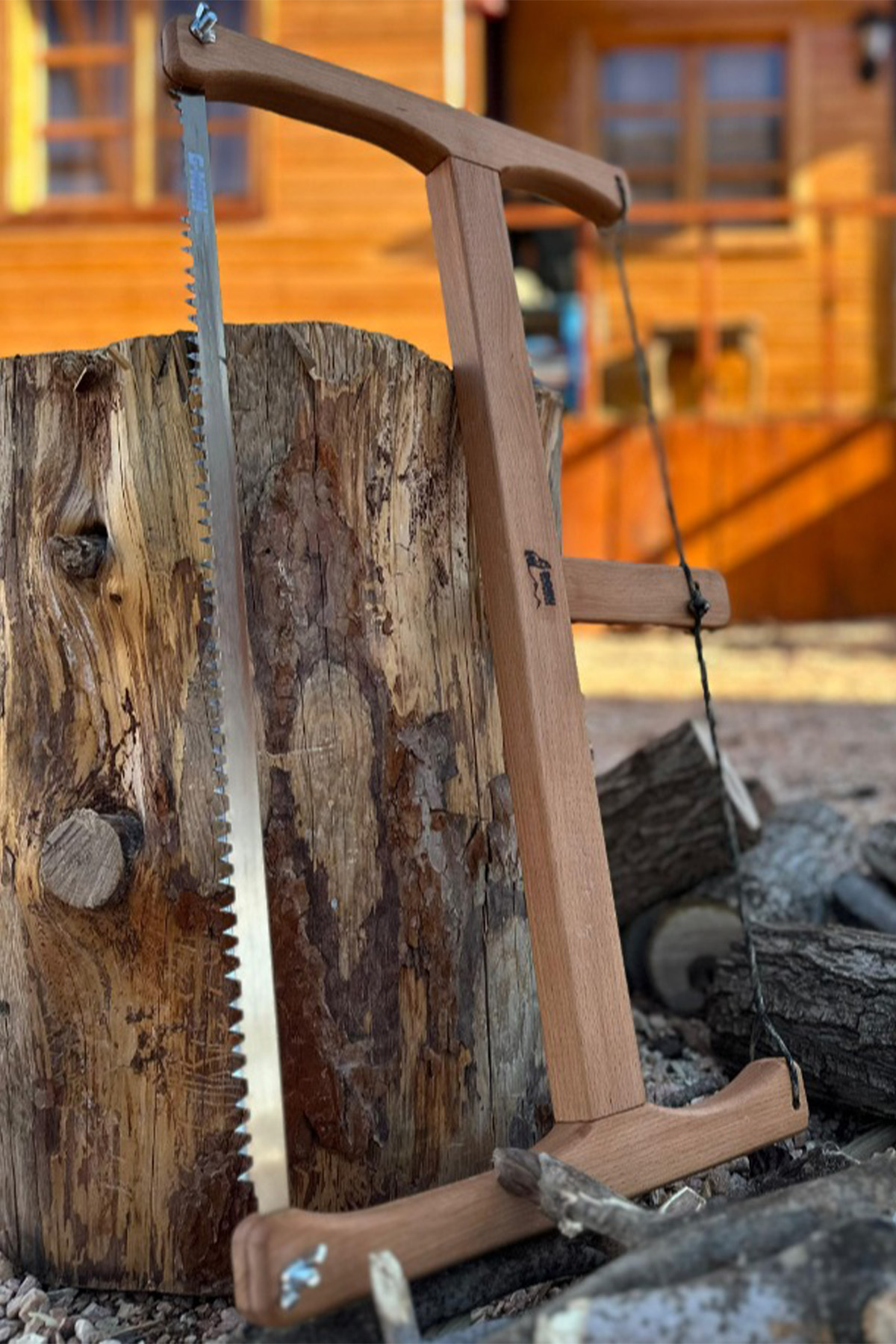 Handmade Wooden Bow Saw – Traditional Folding Bushcraft Saw for Camping ...